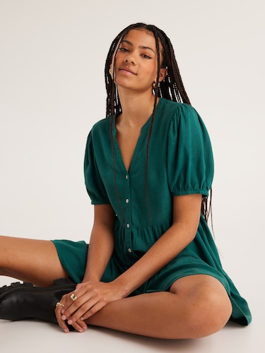 Linen Blend Tatum Button Through Tunic