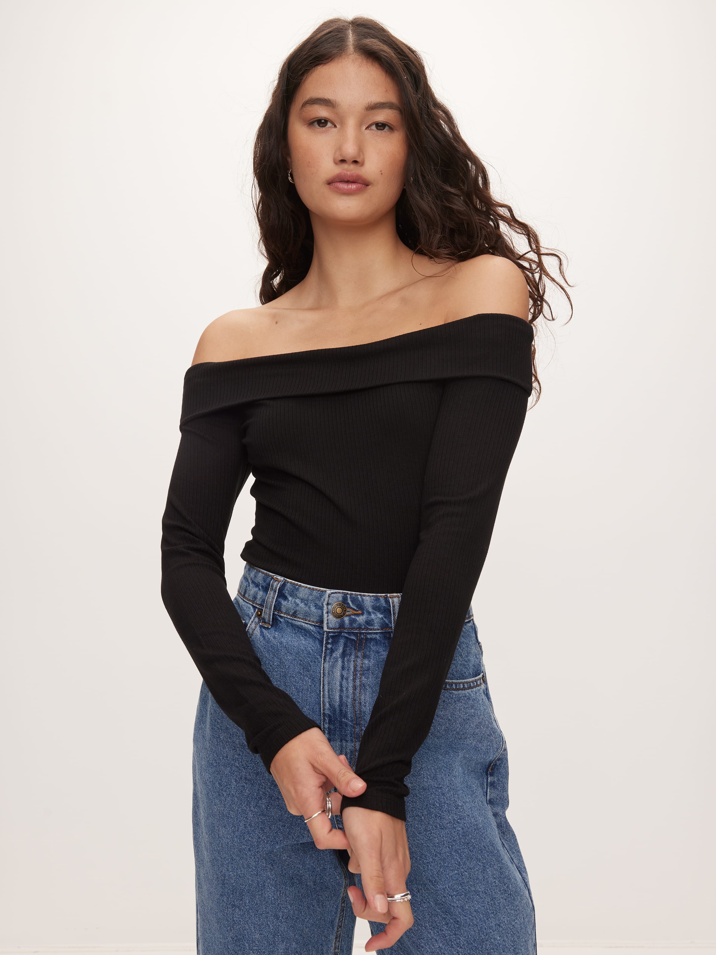 Off The Shoulder Long Sleeve Top - Dotti Online