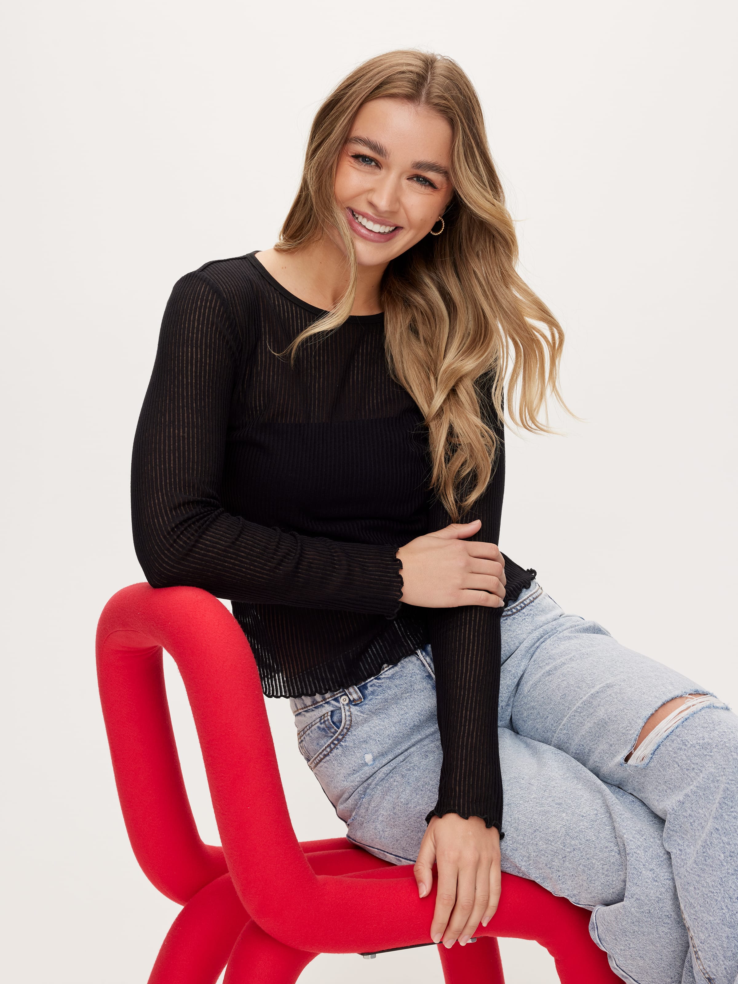 Long Sleeve Sheer Tee Dotti Online