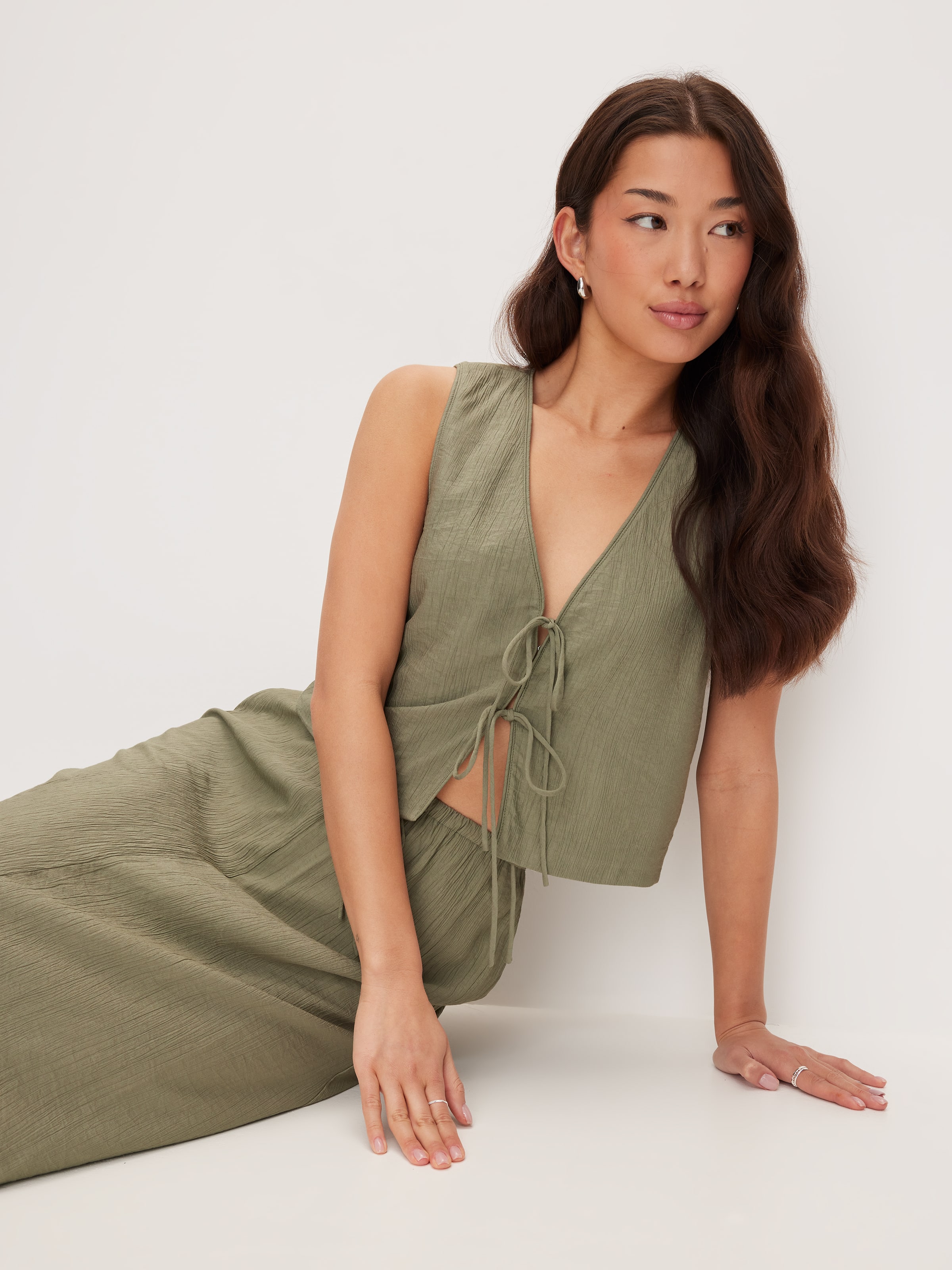 Tia Textured Tie Top - Dotti Online