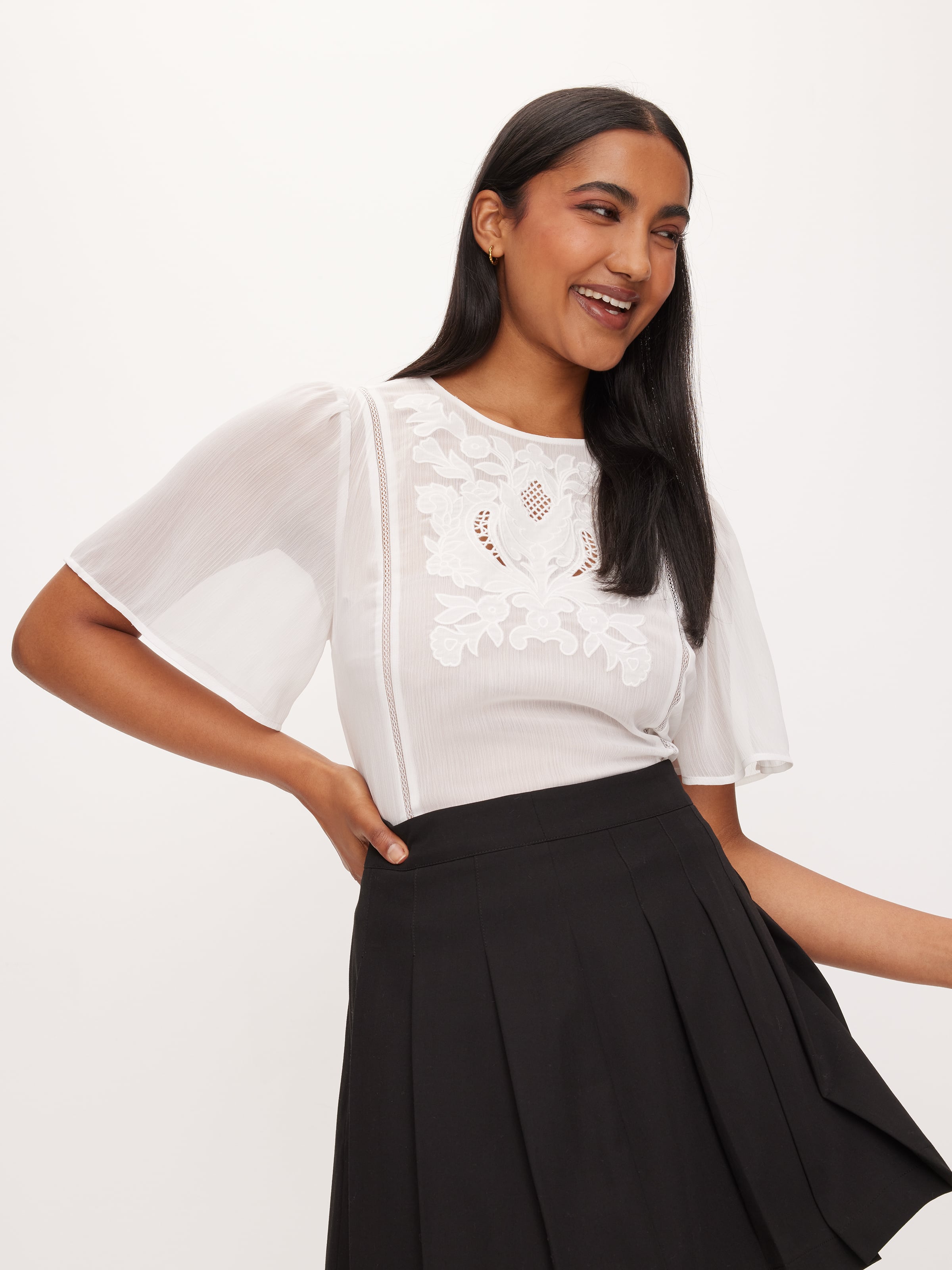 Alia Embroidered Blouse White - Dotti Online