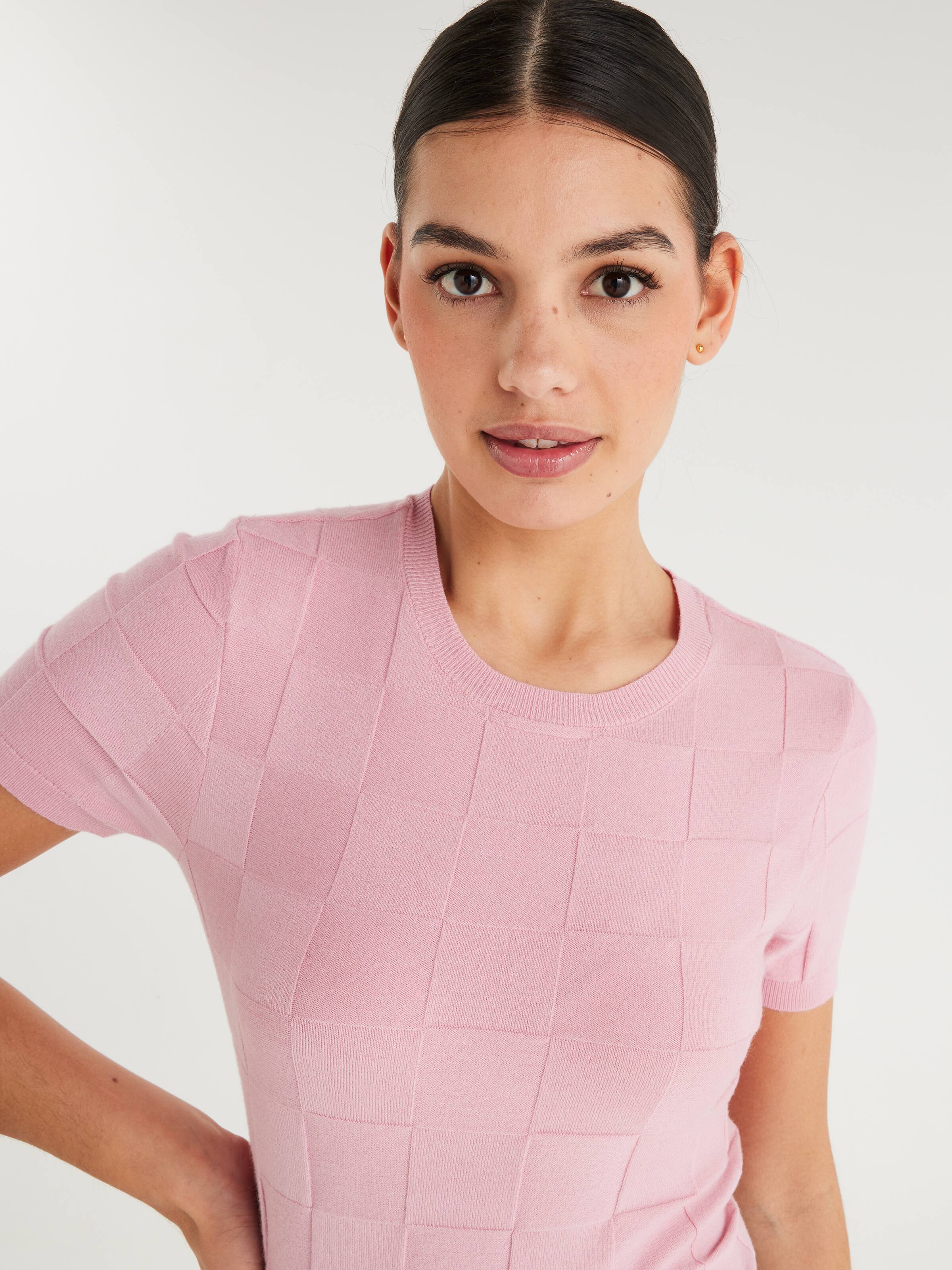 Checkerboard Knit Mauve Pink - Dotti Online