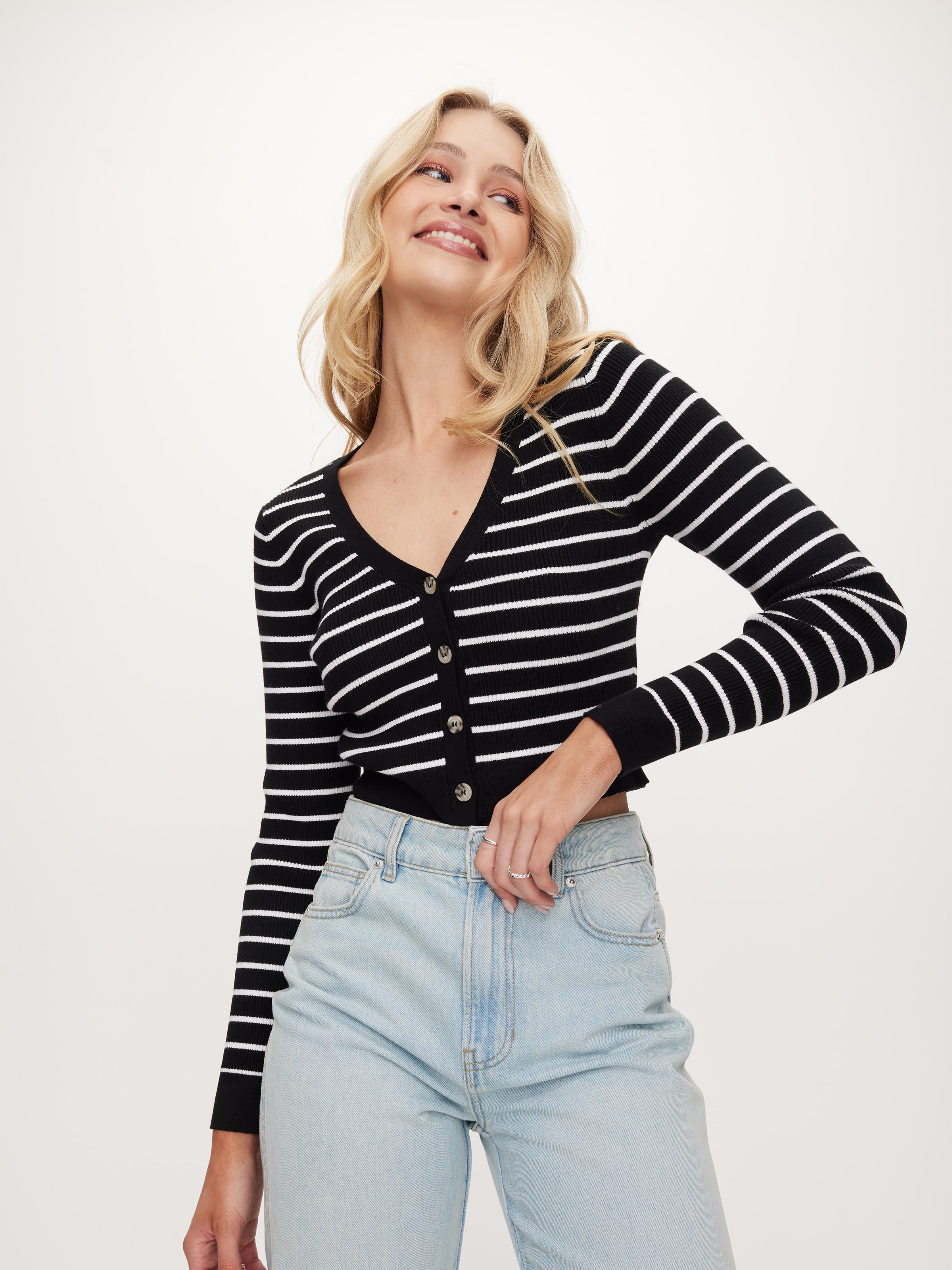 Jane Ribbed Button Down Knit - Dotti Online