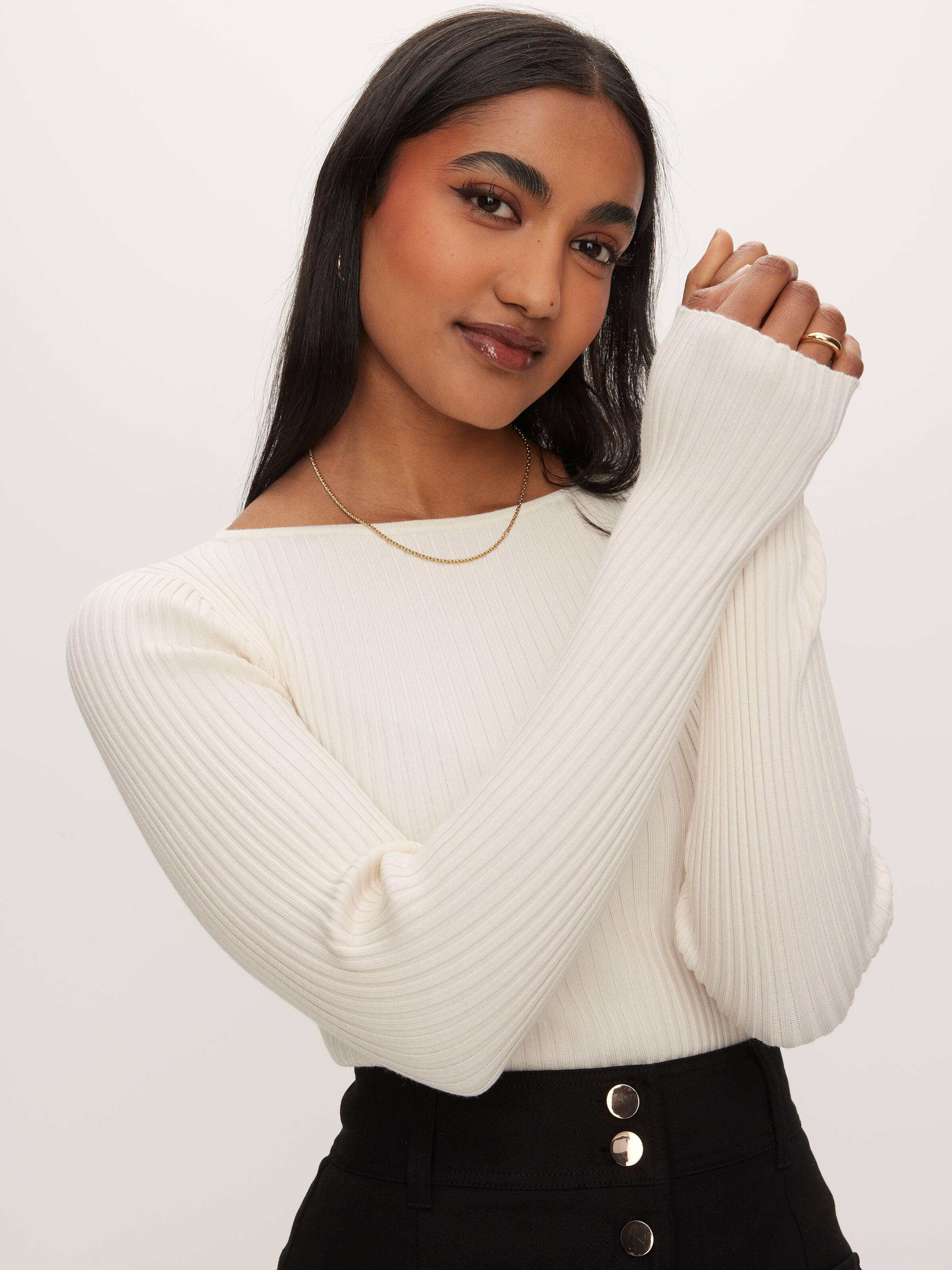 Boatneck Long Sleeve Knit - Dotti Online