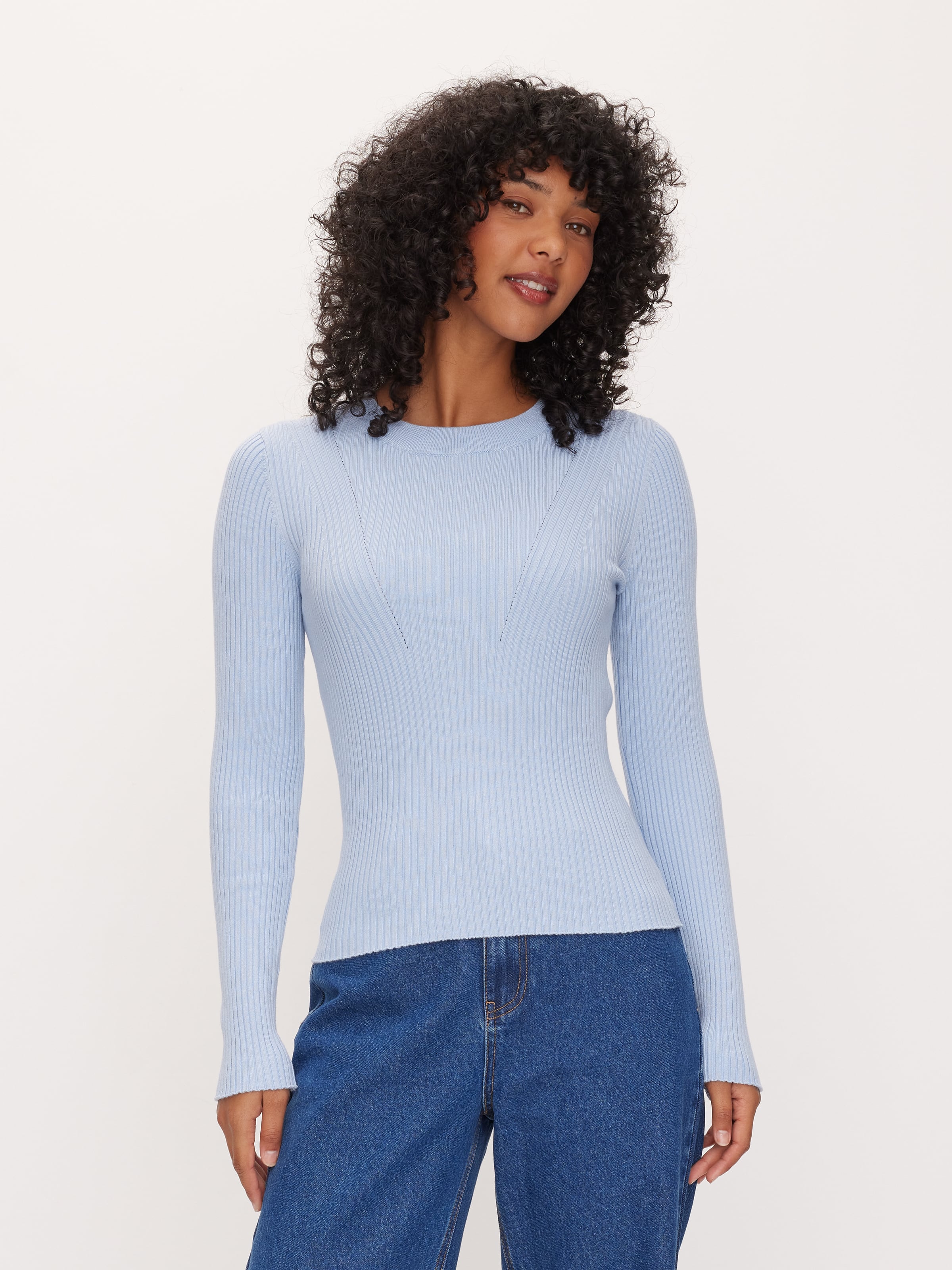 Aries Crew Neck Knit Jumper Ice Blue - Dotti Online