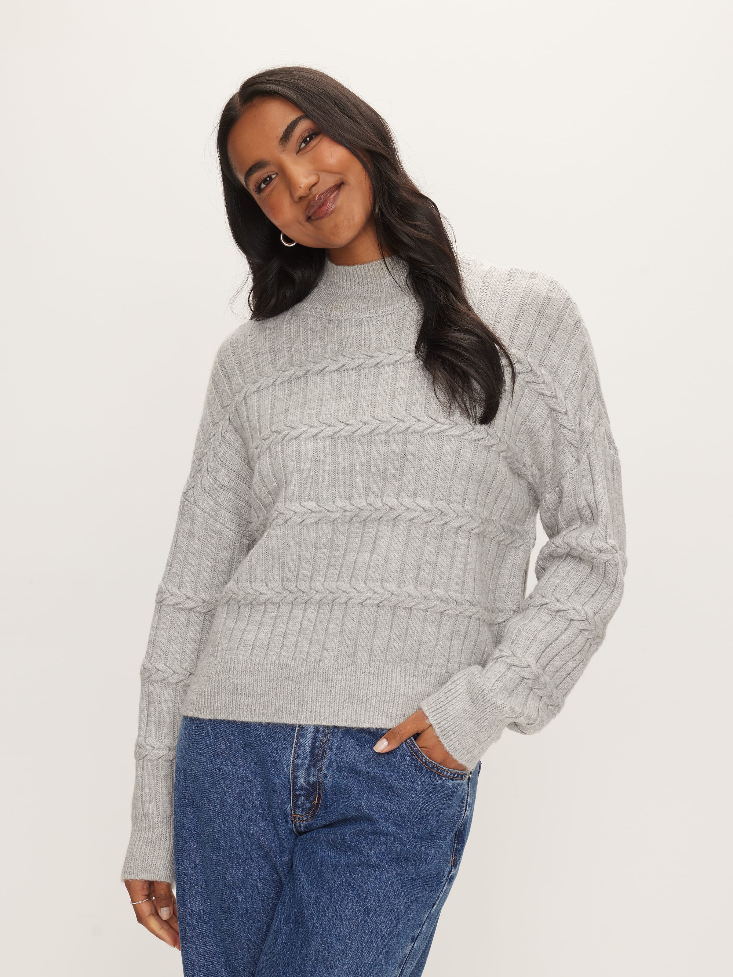 Braided Mock Neck Knit - Dotti Online