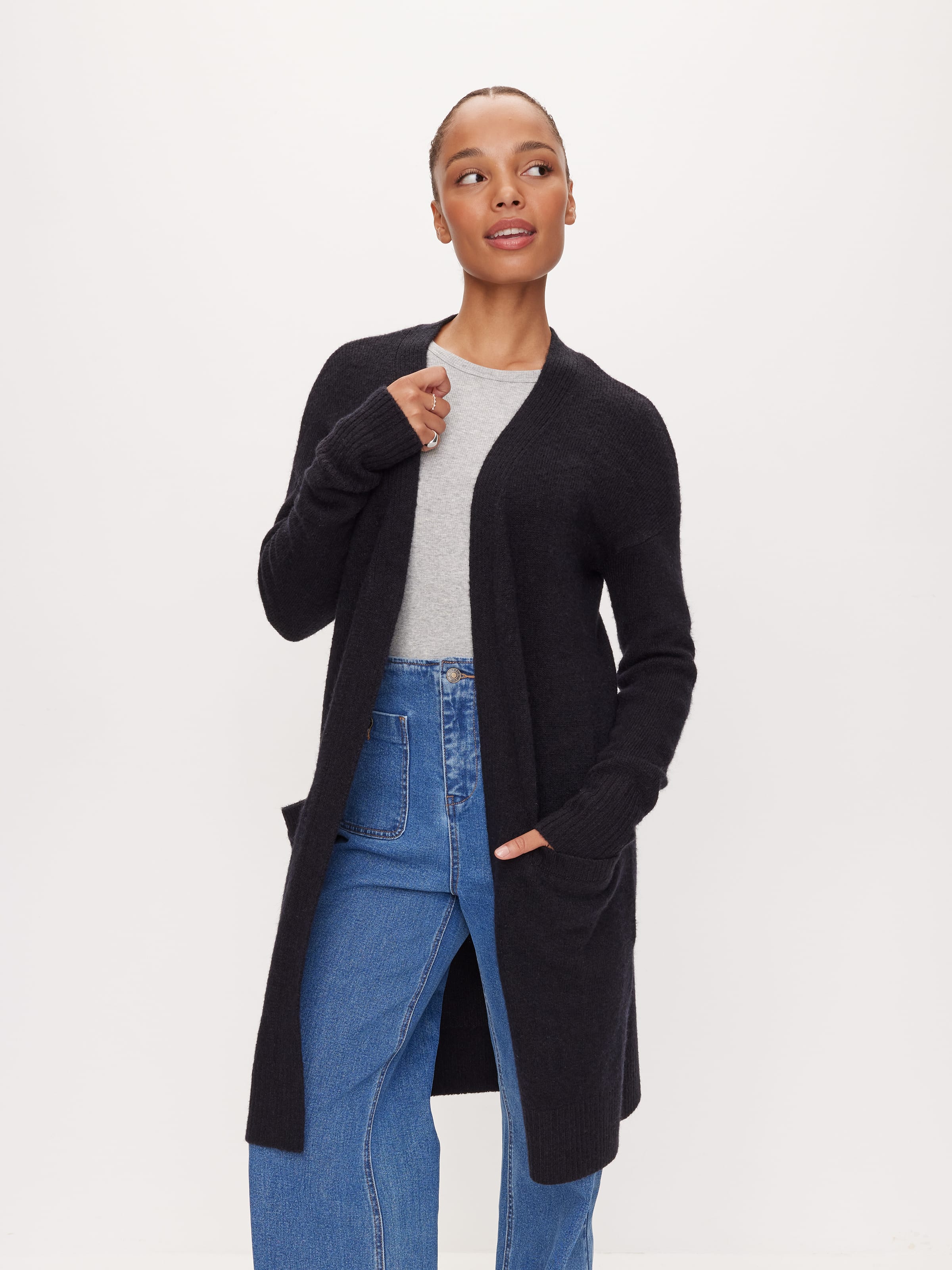 Olympus Longline Cardigan Black - Dotti Online