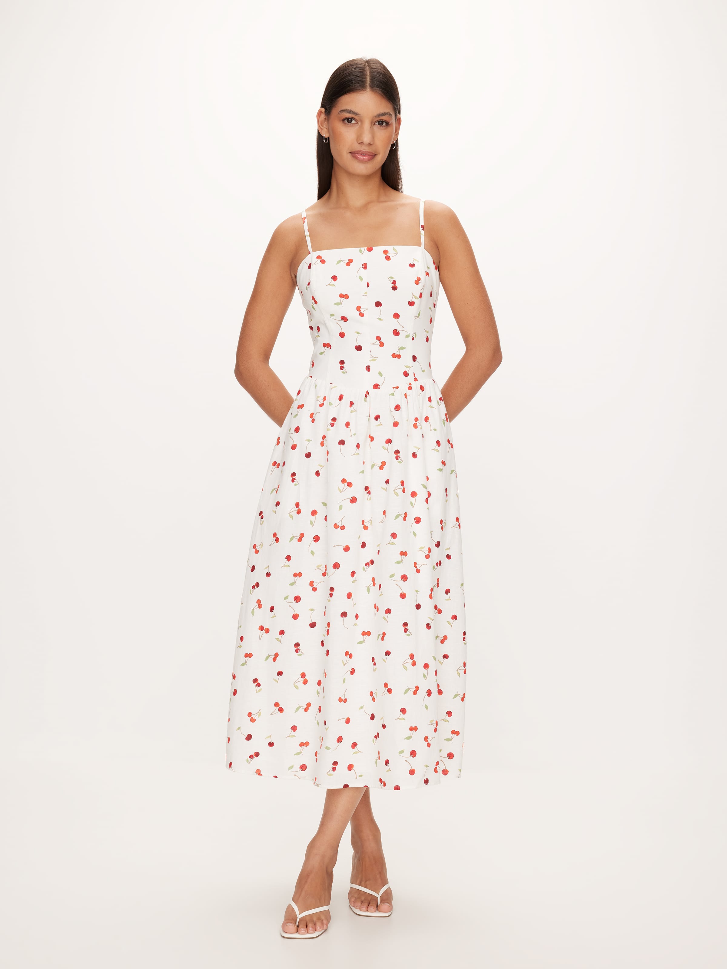 Tilly Corset Midi Dress Cherries - Dotti Online