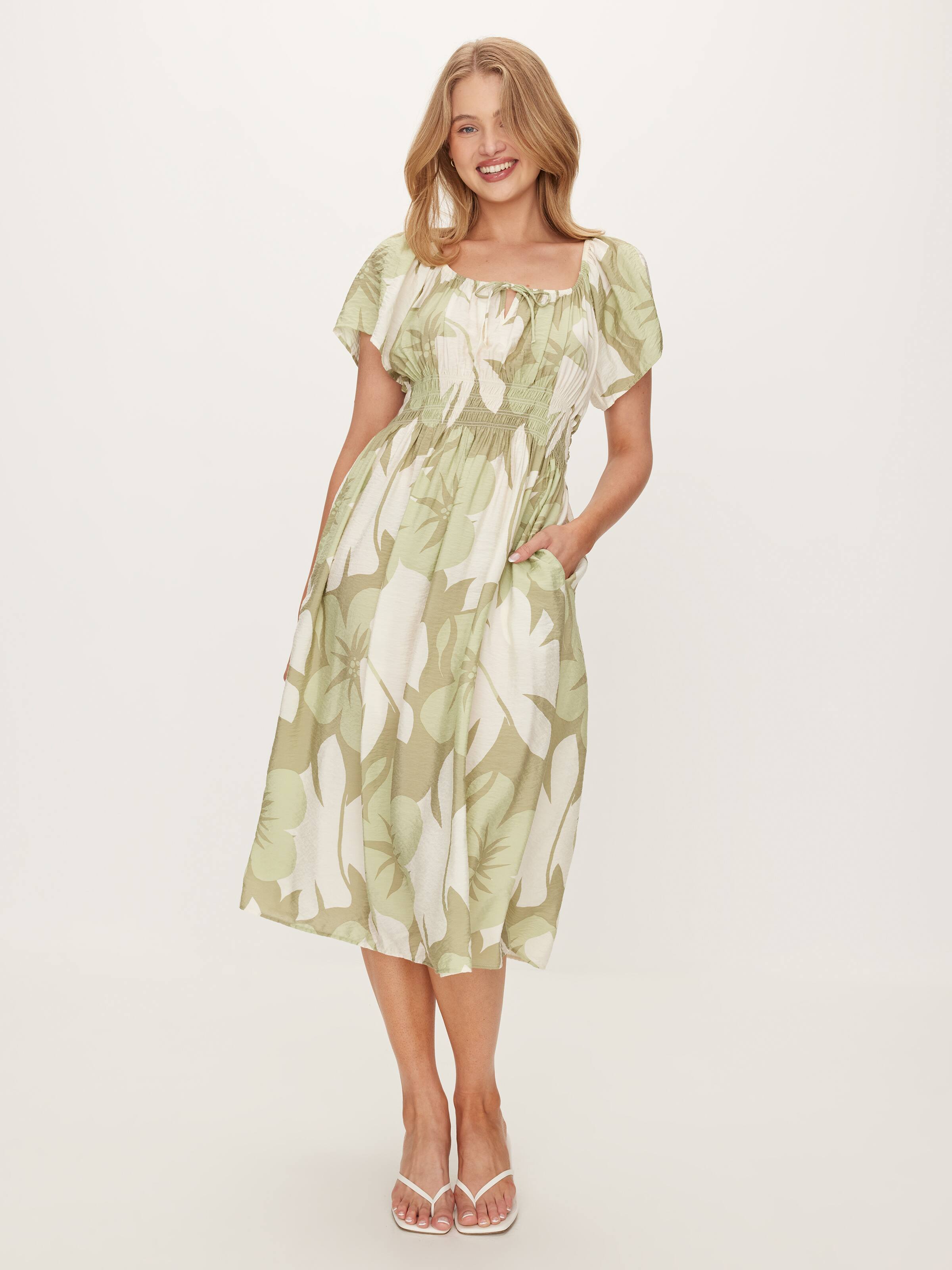 Floaty Midi Dress Geo Floral - Dotti Online