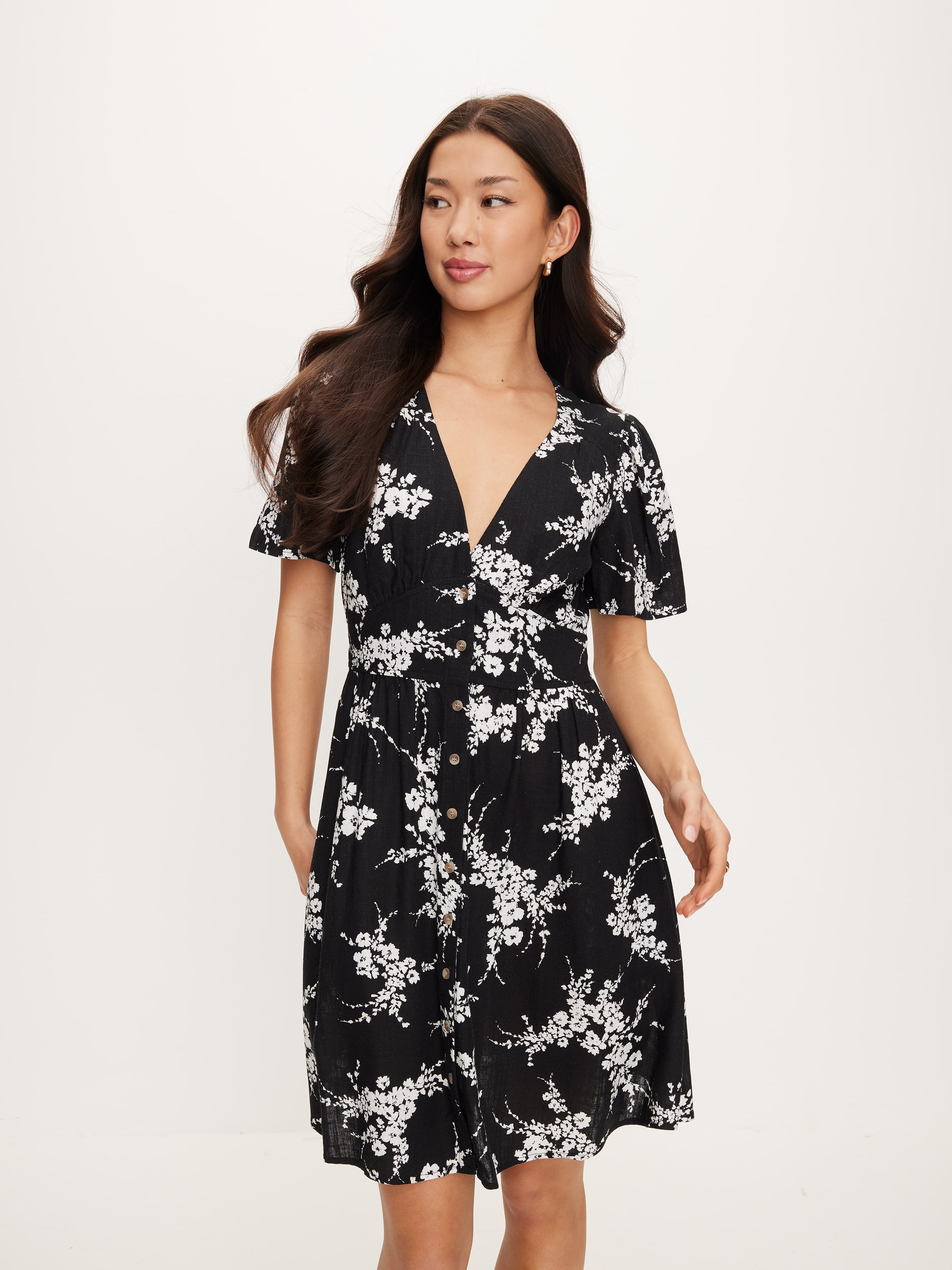 Emily Button Through Mini Dress - Dotti Online