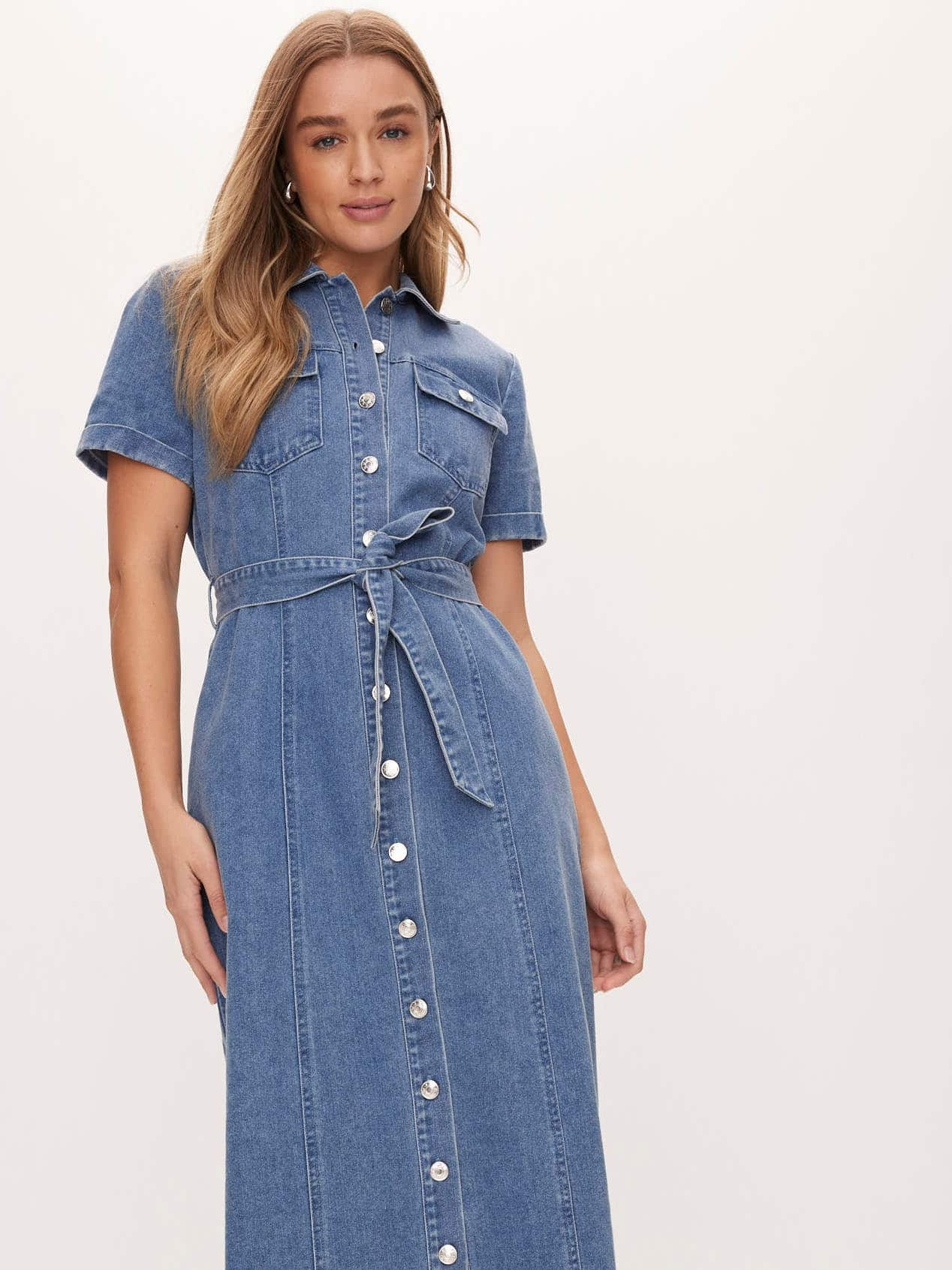 Paxton Midi Denim Dress - Dotti Online