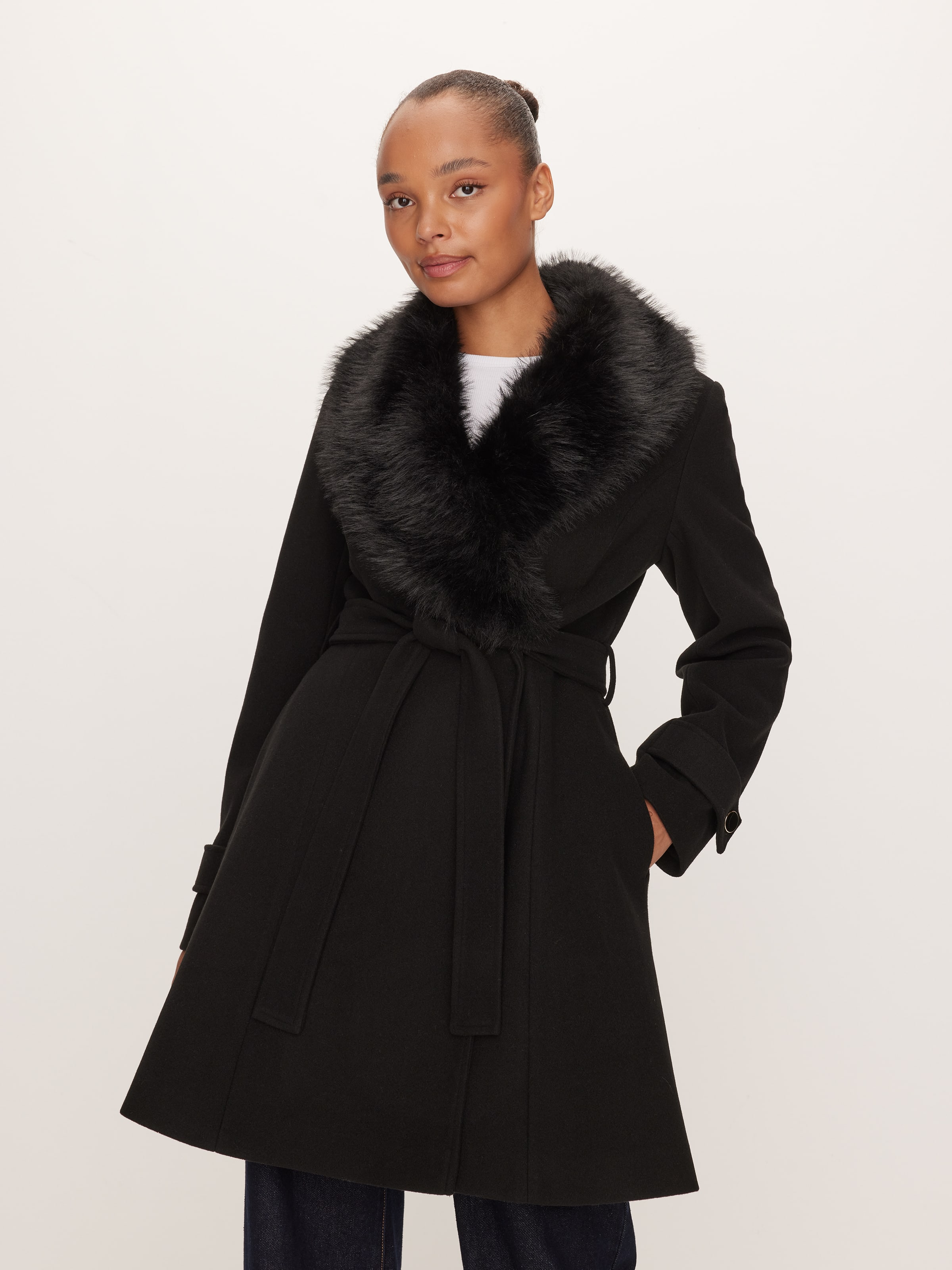 Aurora Fur Collar Coat - Dotti Online