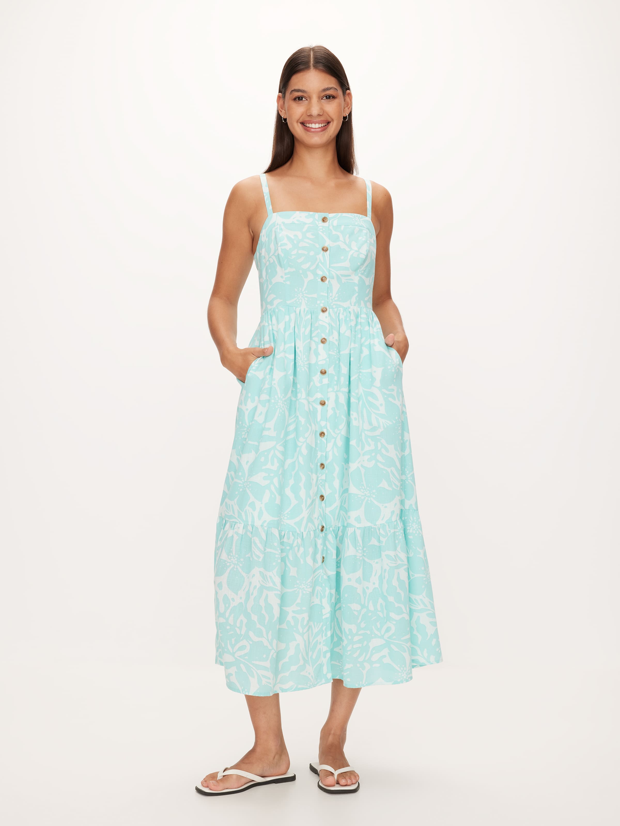 Kasey Midi Dress Aqua Mono - Dotti Online