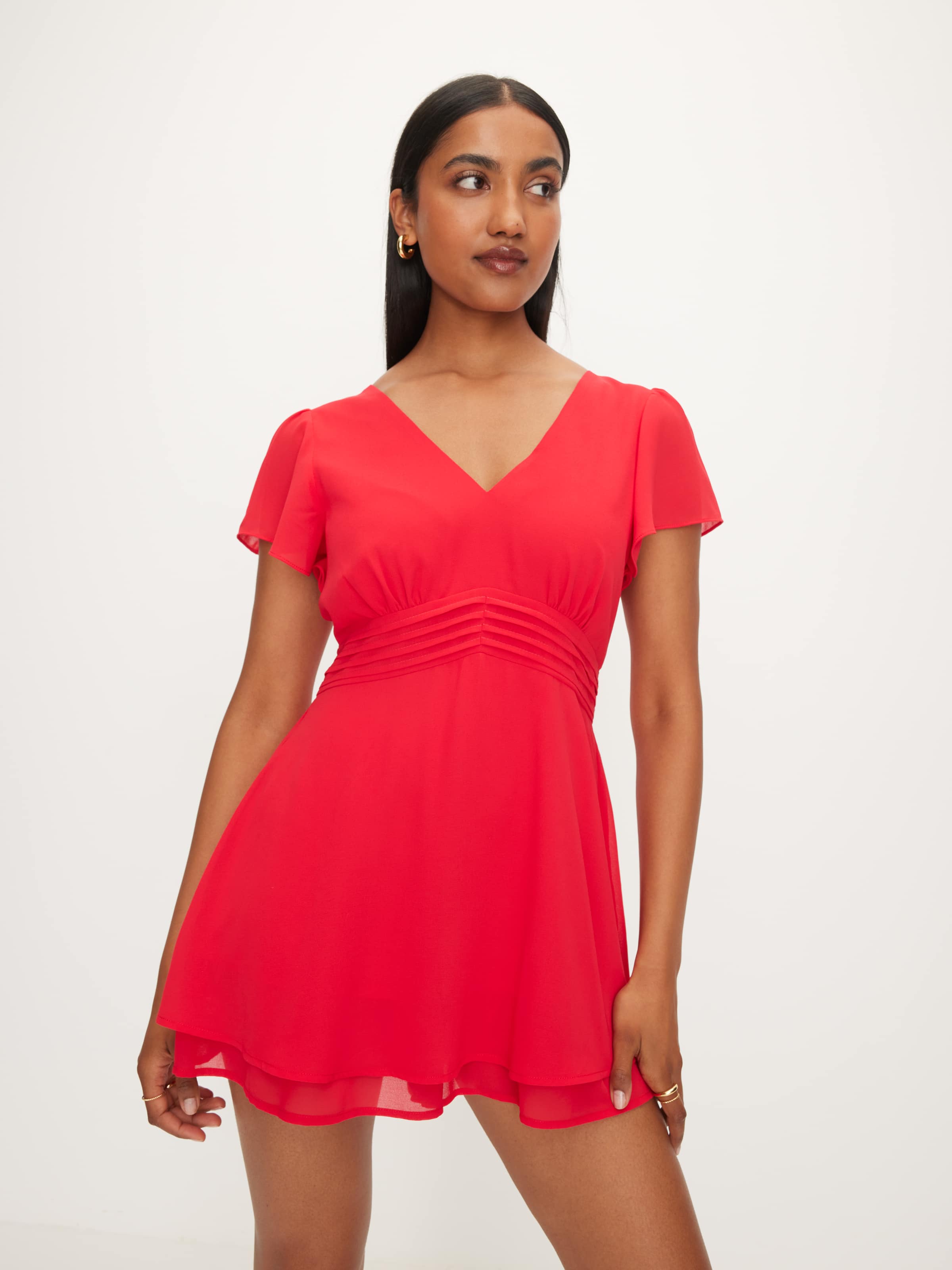 Chiffon Pleat Playsuit Red - Dotti Online