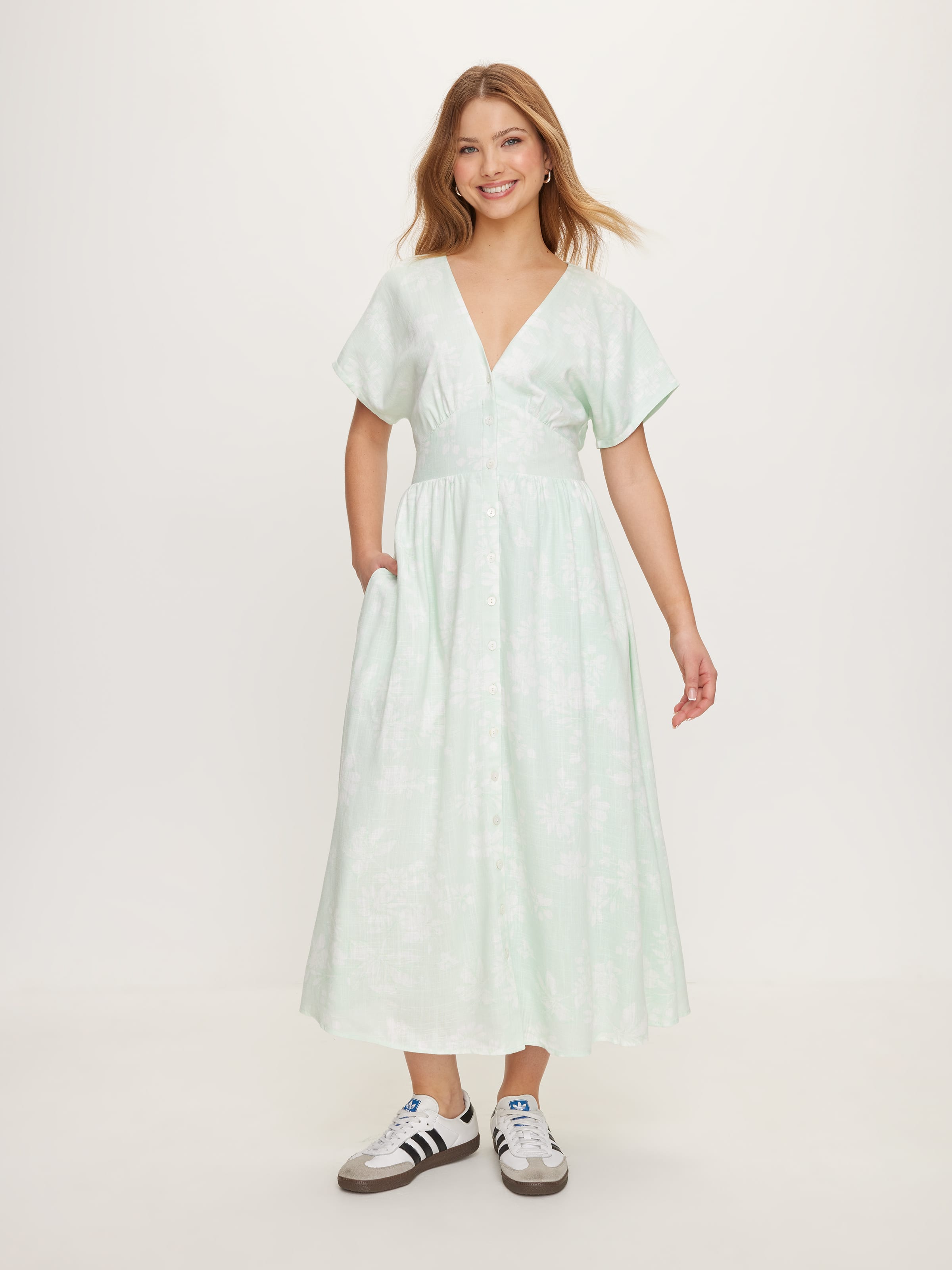 Marni Midi Dress Mint Base Floral - Dotti Online