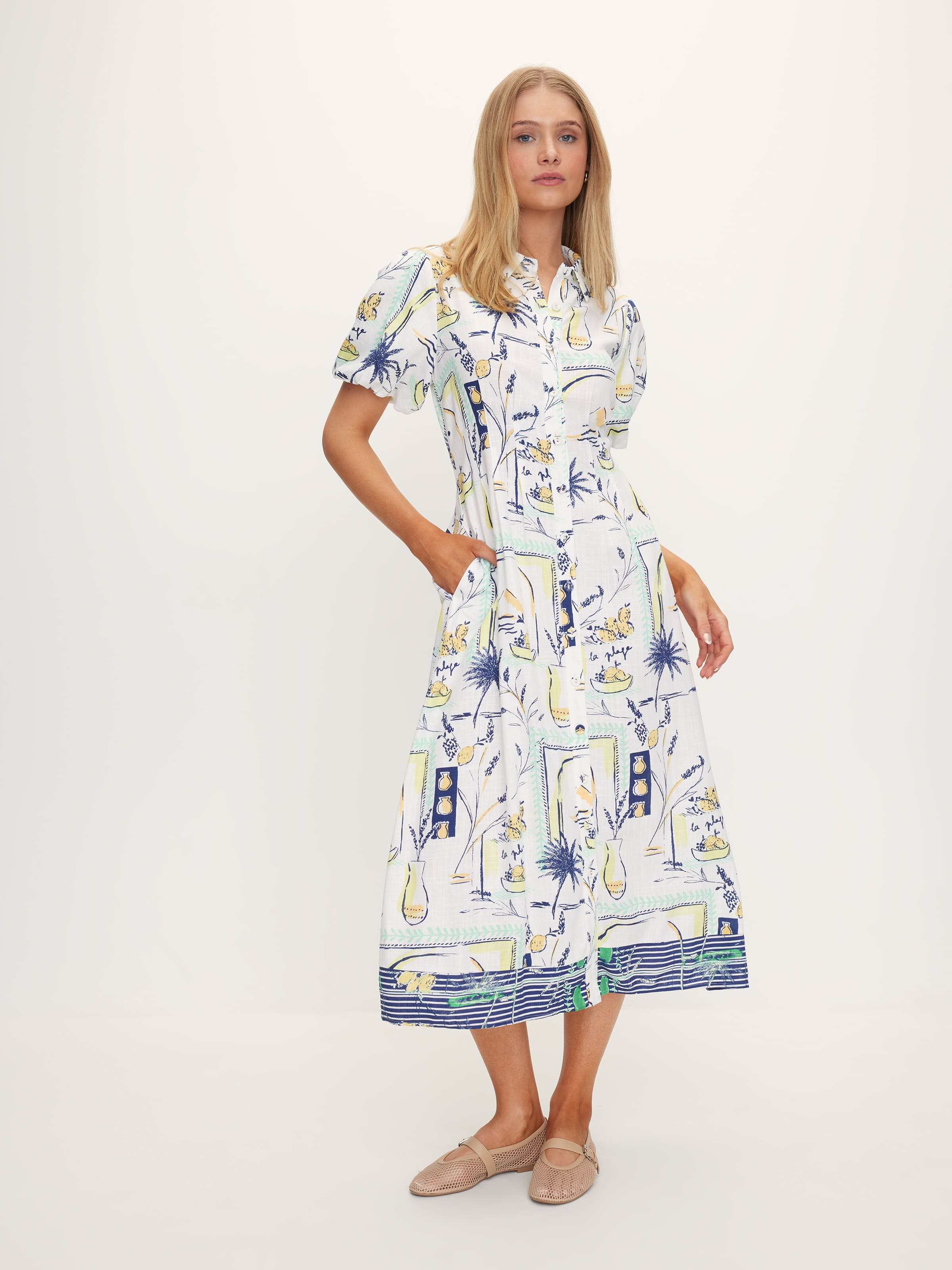 Celine Placement Midi Dress Conversational - Dotti Online