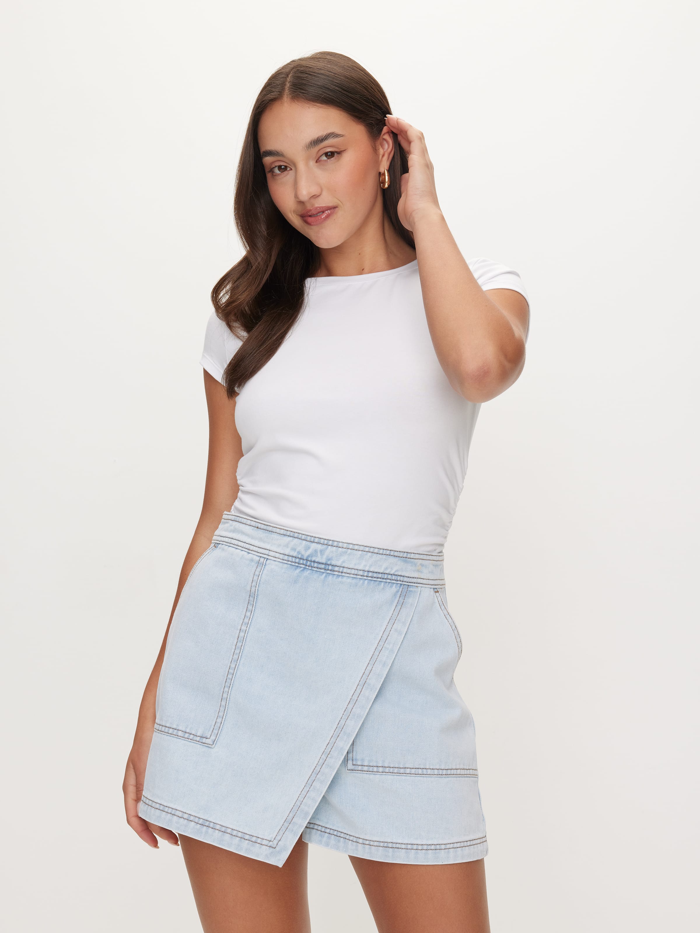 Avery Denim Skort Bleach - Dotti Online