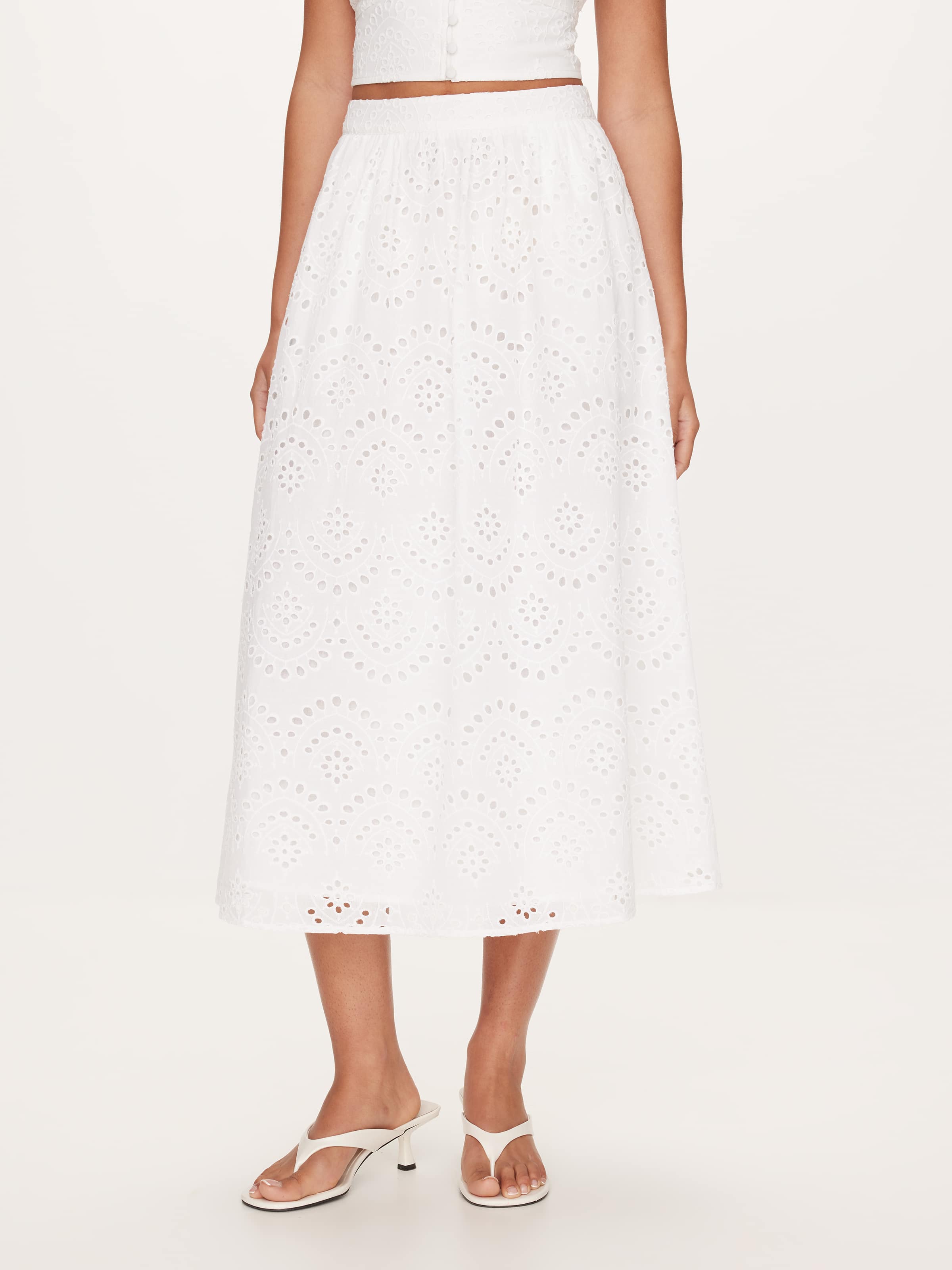 Florence Midi Skirt White - Dotti Online