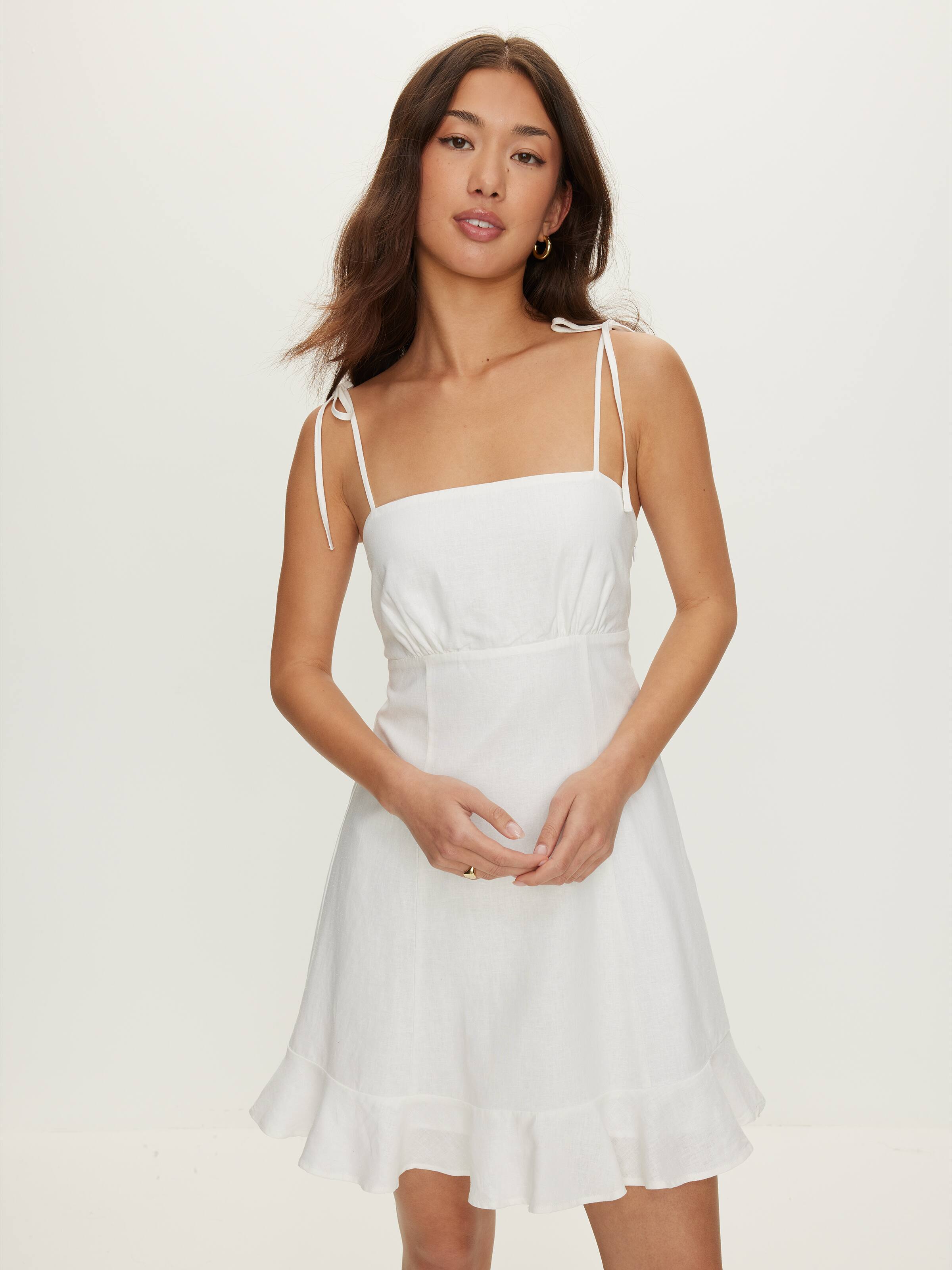 Olive Strappy Mini Dress White - Dotti Online