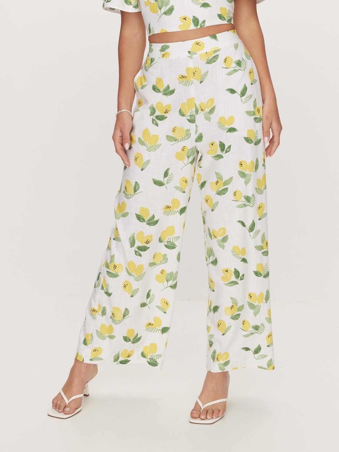Rhea Wide Pant Lemon Print - Dotti Online