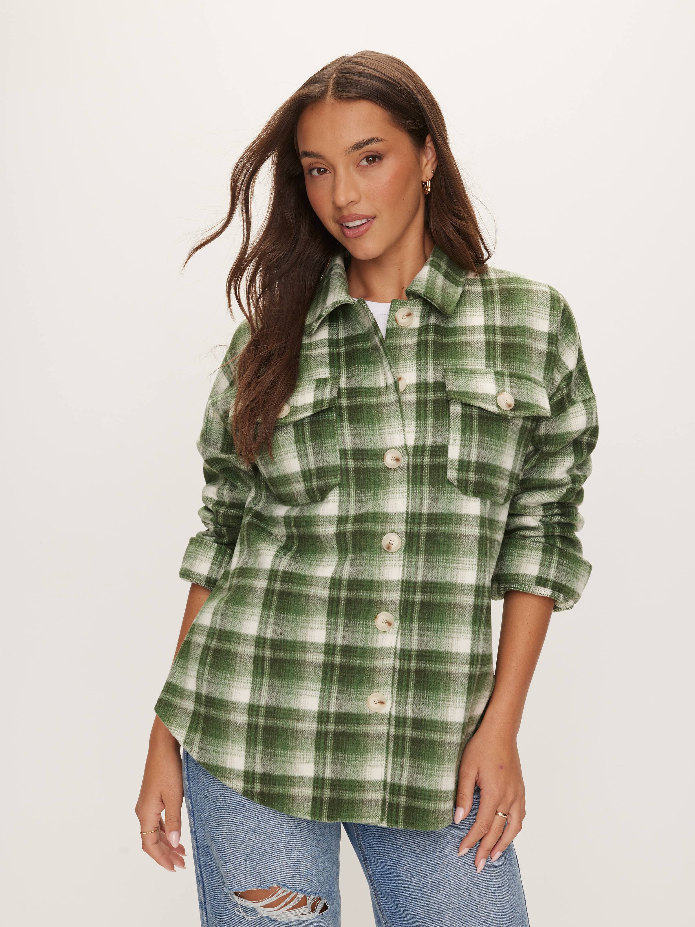 Cosy Shacket Green Check - Smiggle Online