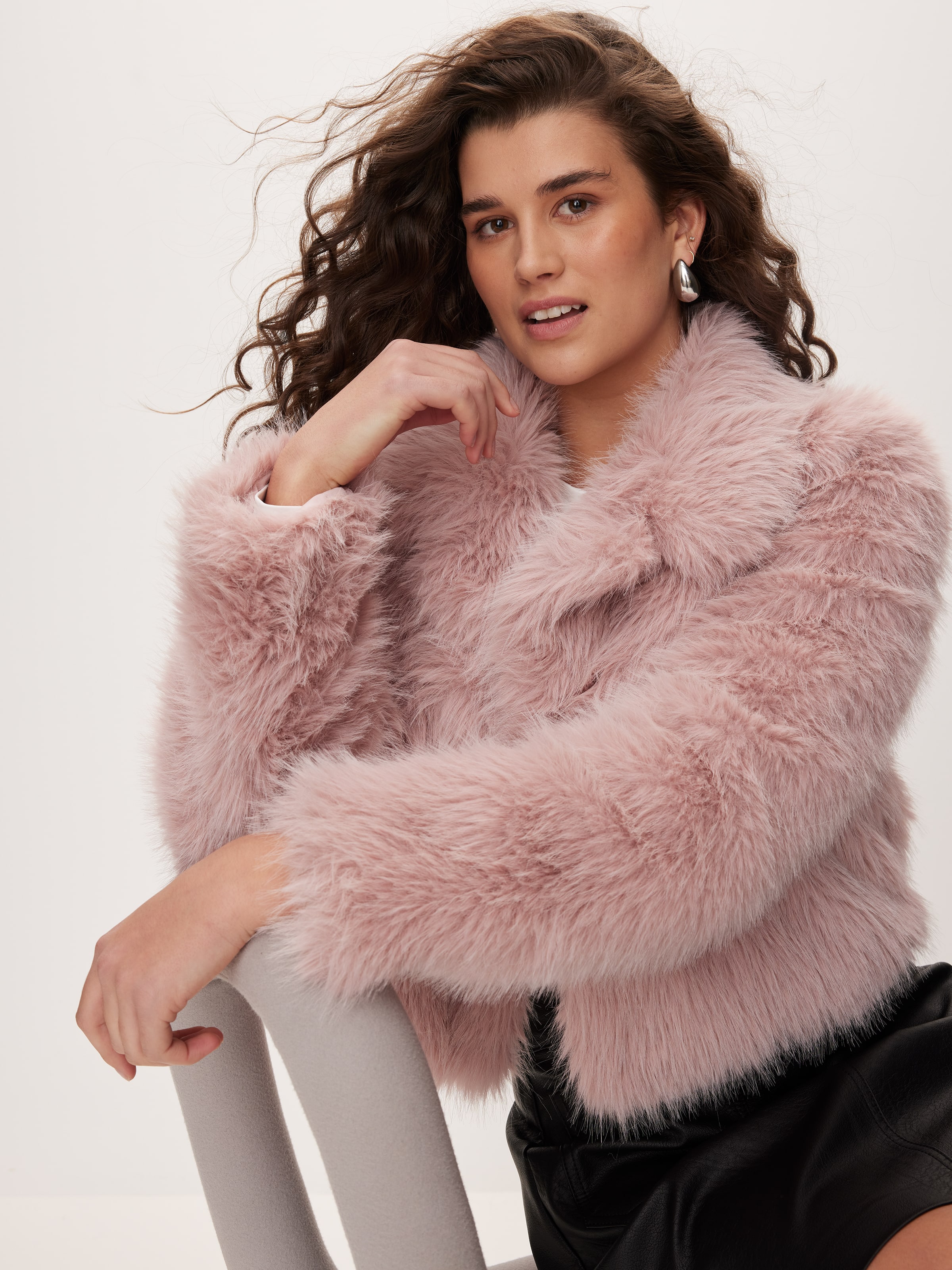 Layla Fur Jacket Pink - Dotti Online