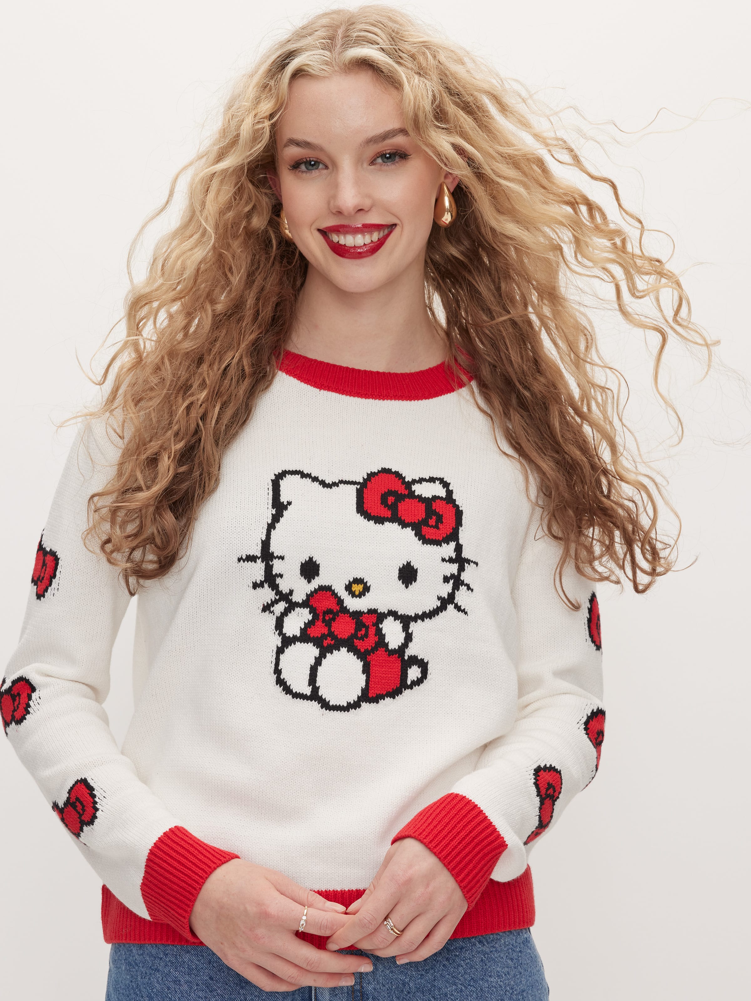 Hello Kitty Knit Jumper White Bow - Dotti Online