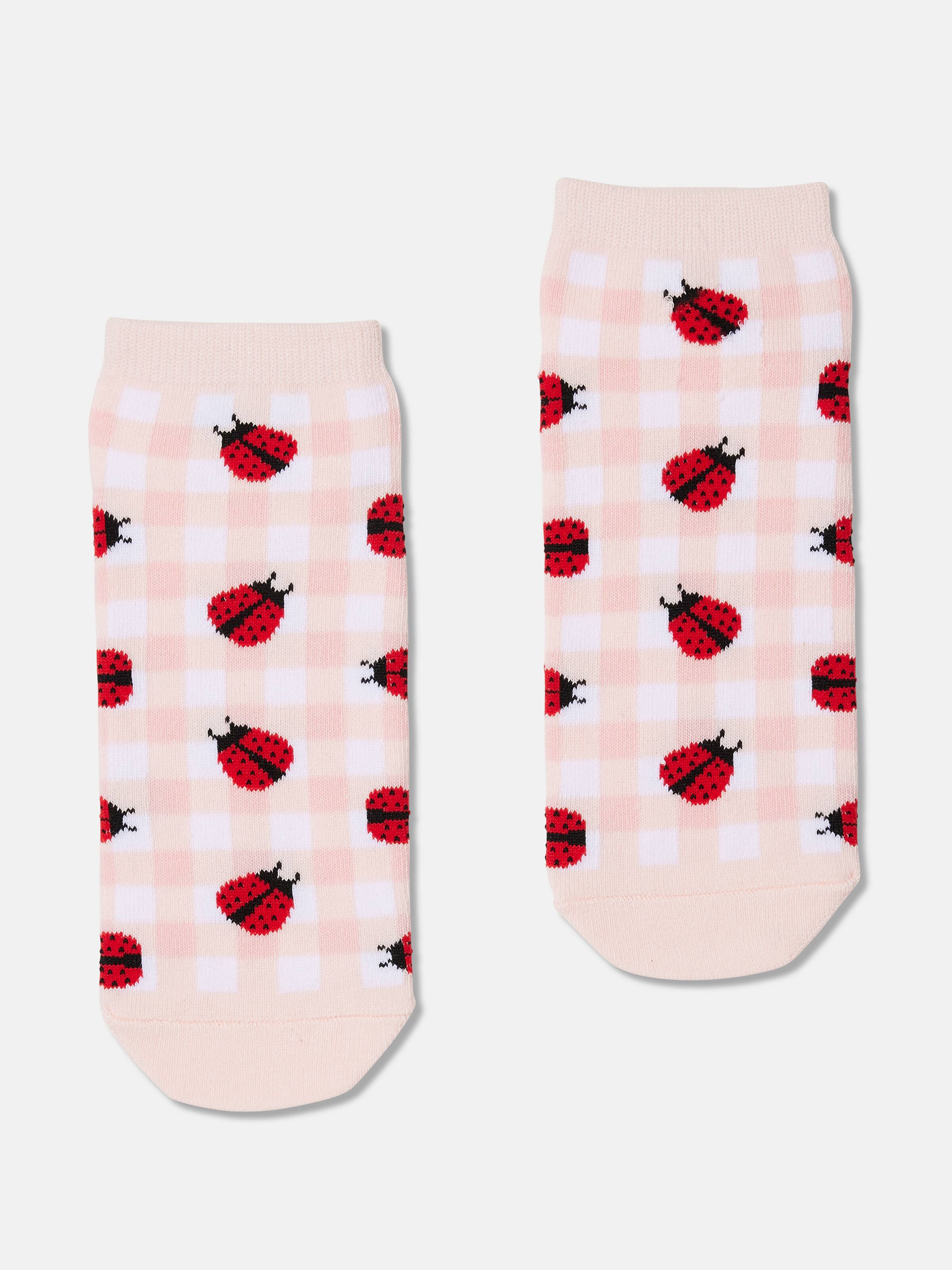 Ankle Sock Gingham Ladybug - Dotti Online