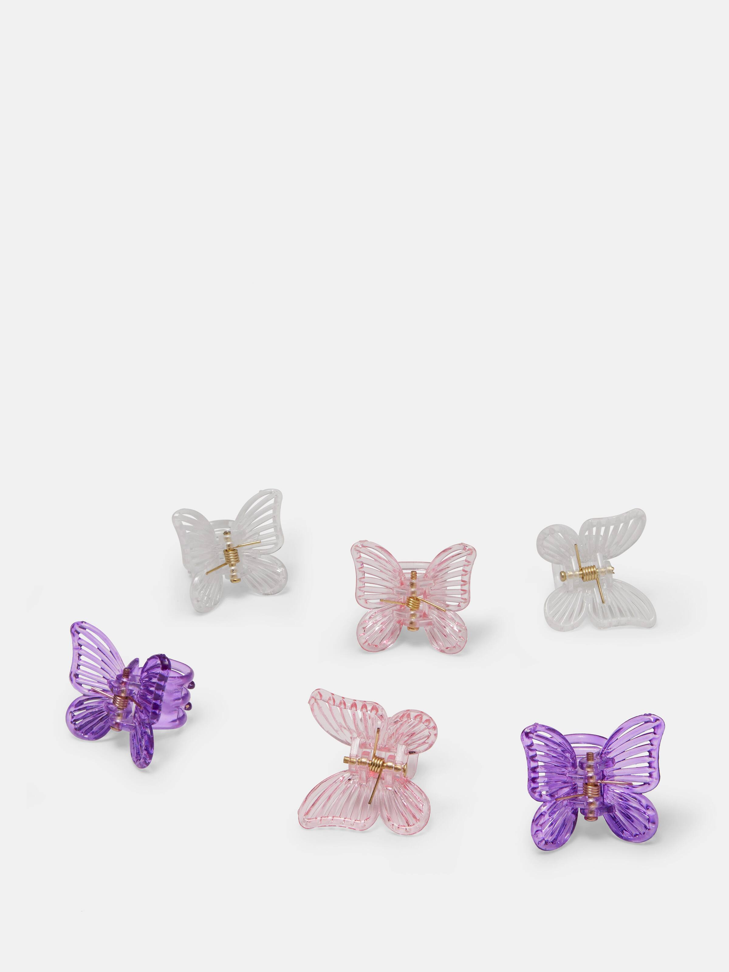 6 Pack Butterfly Hair Clips Multi Purple - Dotti Online