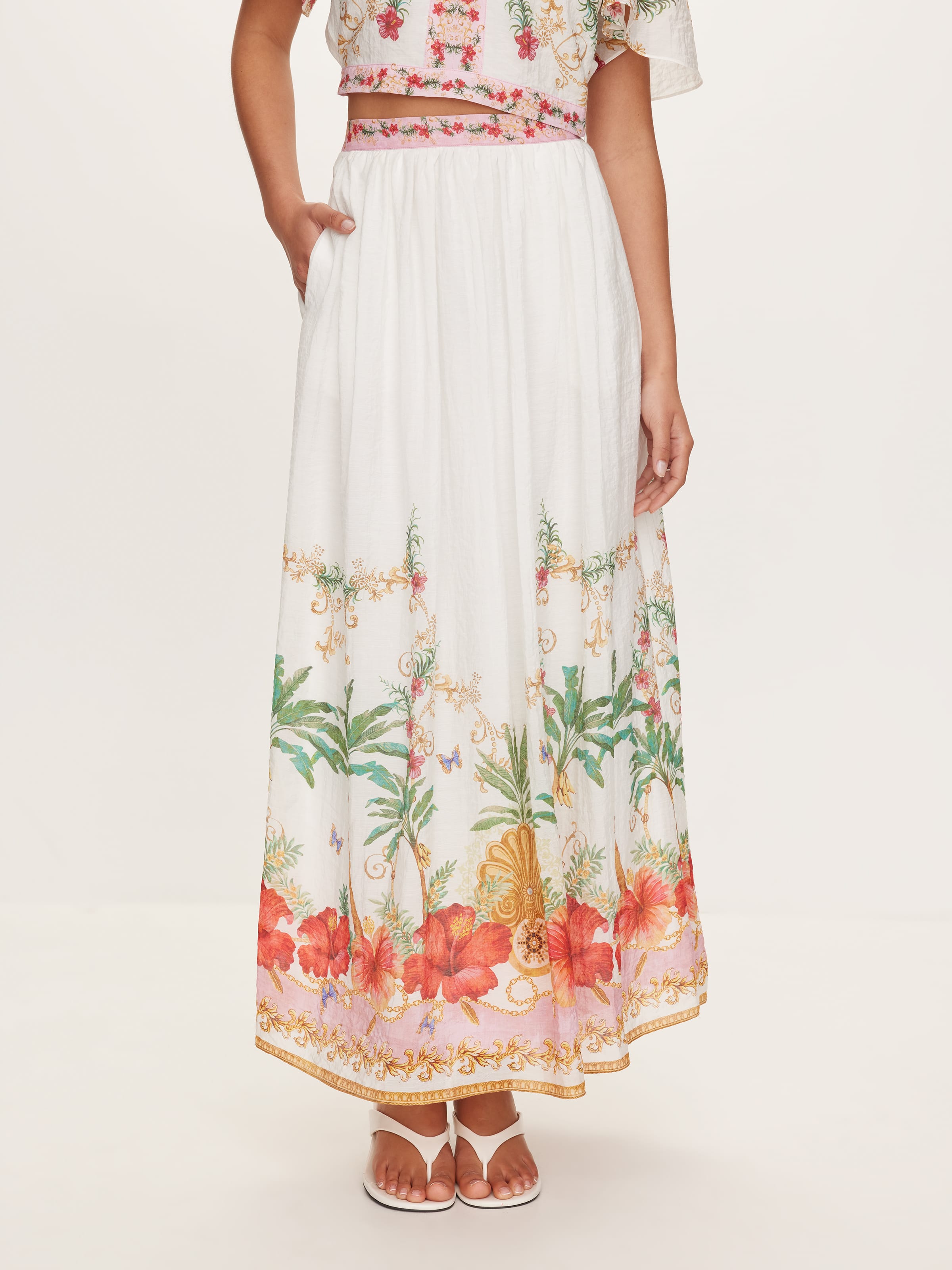 Marina Maxi Skirt Hibiscus Palm - Dotti Online