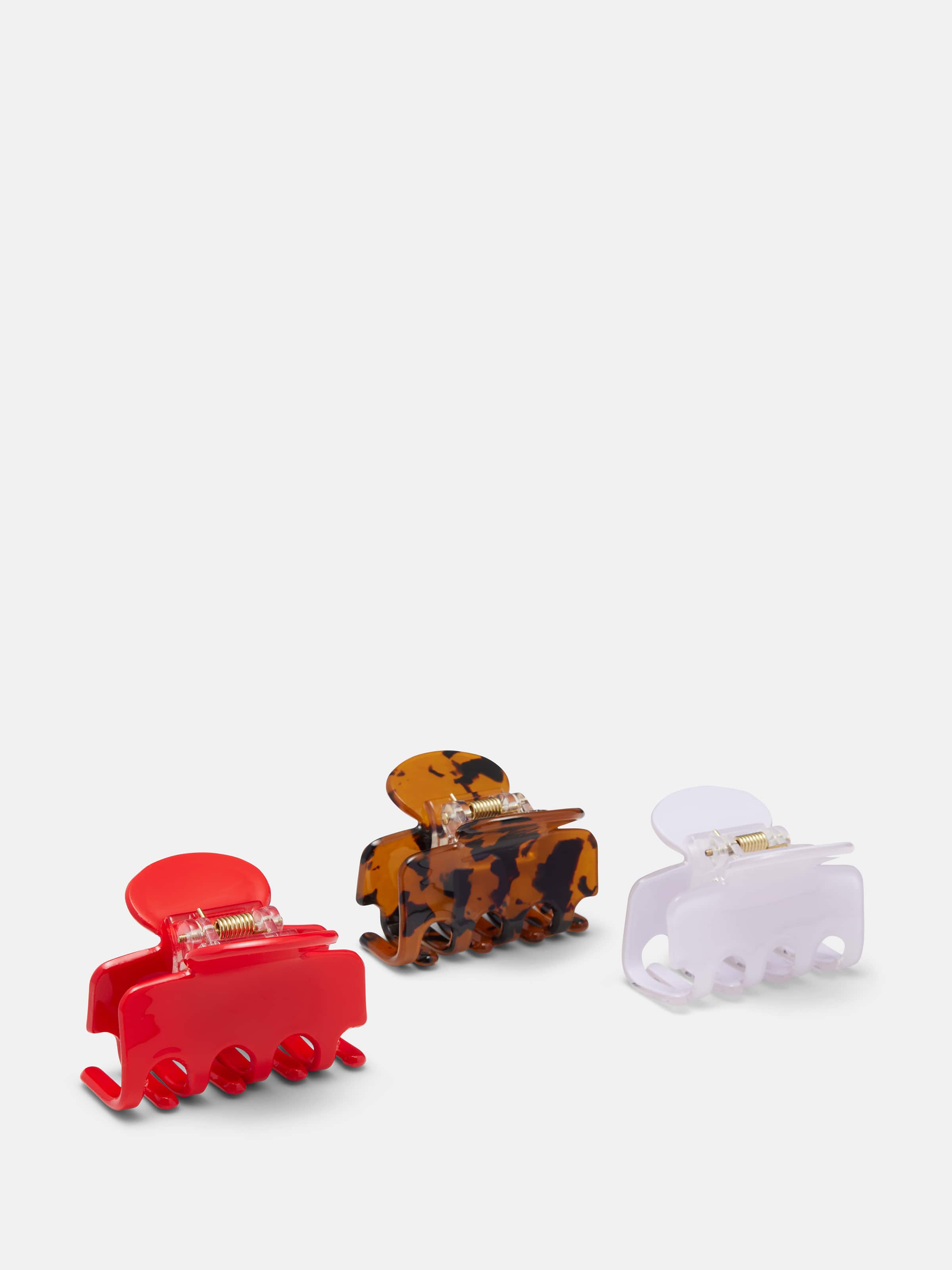 3 Pack Small Hair Claws White Red Tort - Dotti Online