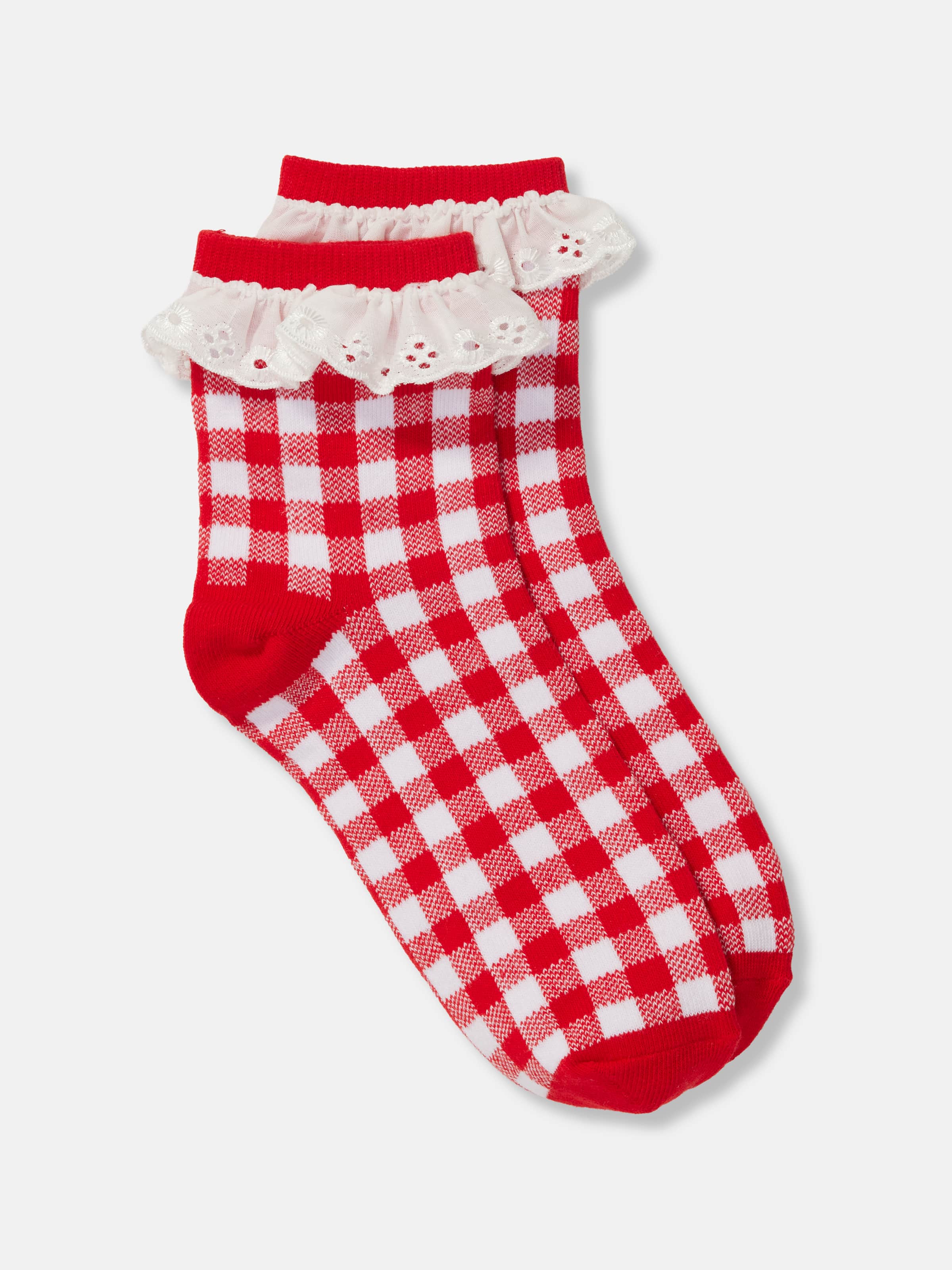 Gingham Lace Quarter Sock - Dotti Online
