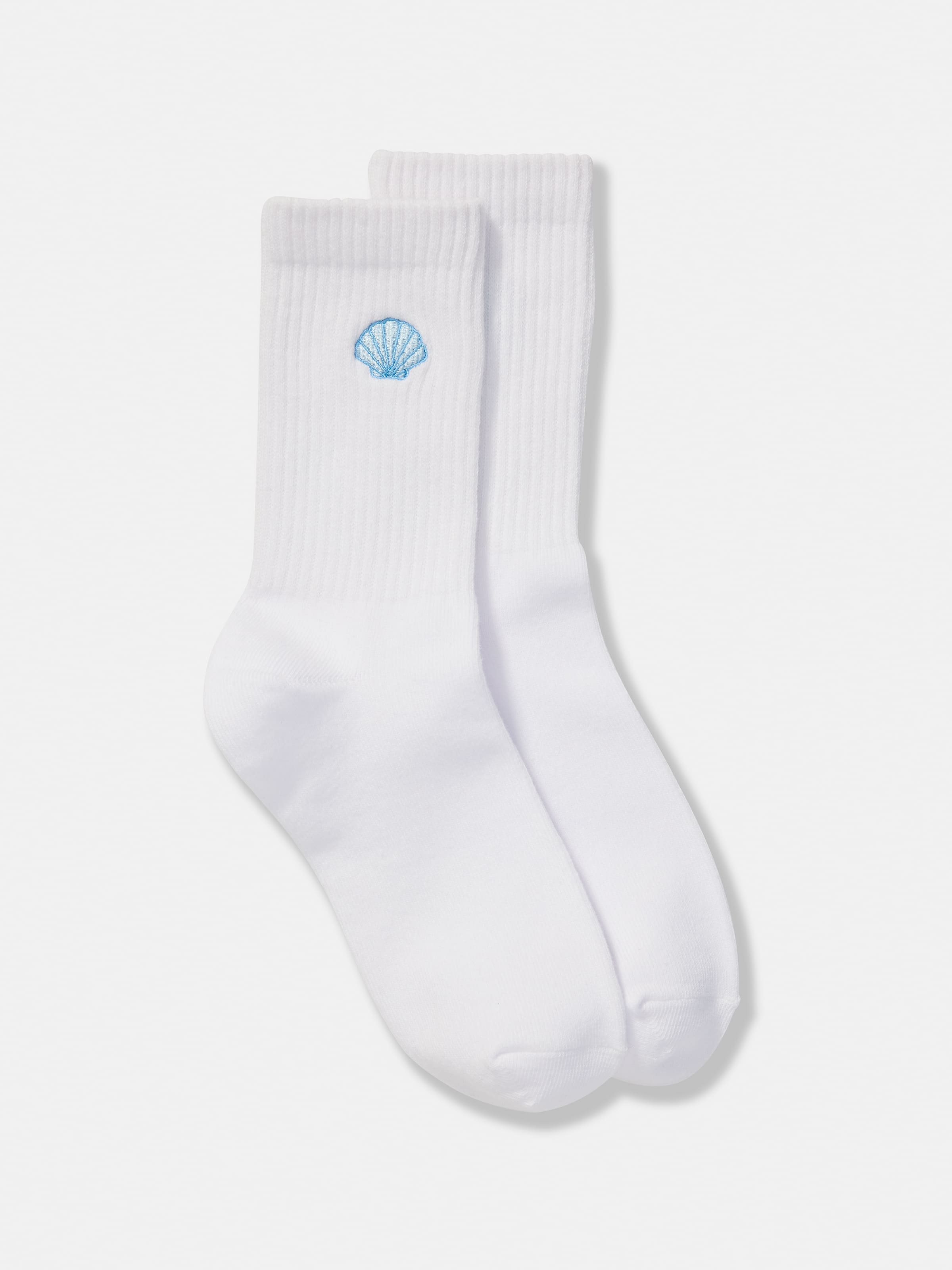 Embroidery Crew Sock Blue Shell - Dotti Online