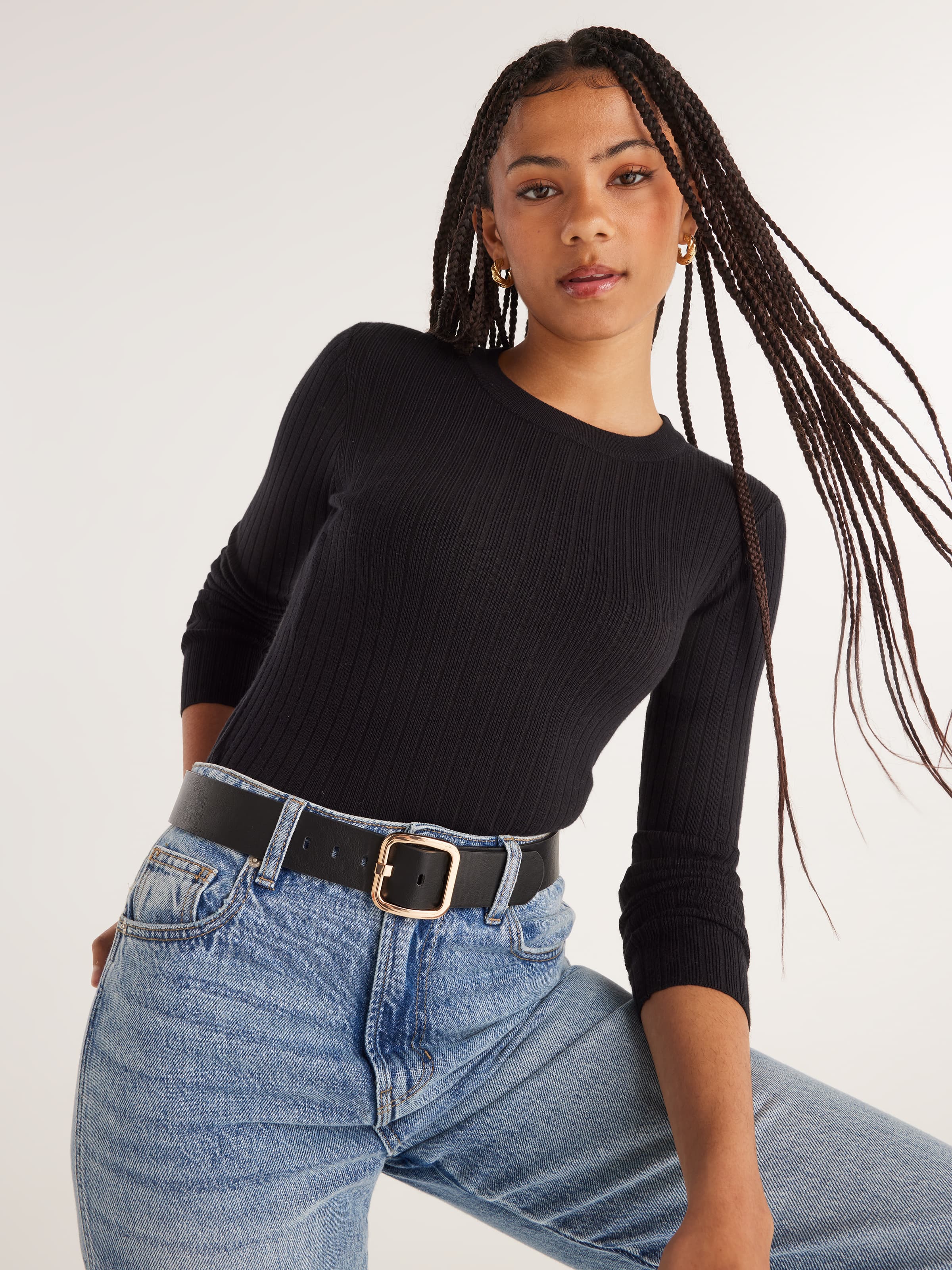Small Square Jean Belt Black - Dotti Online
